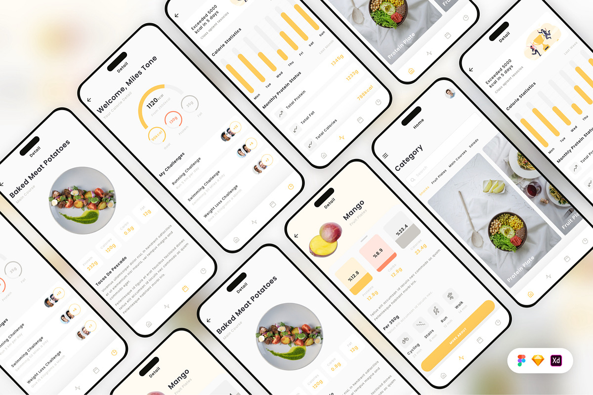 Calorie Tracking Mobile App UI Kit, an UI Kit Template by Betush