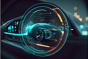 Hologram of car in cars dashboard, an Illustration by HalfPoint