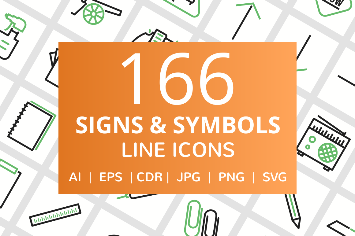 166 Signs & Symbols Line Icons, an Outline Icon by IconBunny