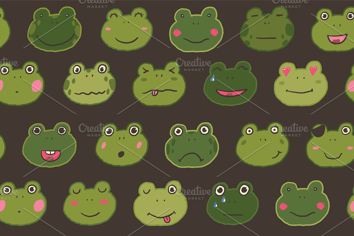 Frogs Funny Faces, an Animal Illustration by GooseFrol