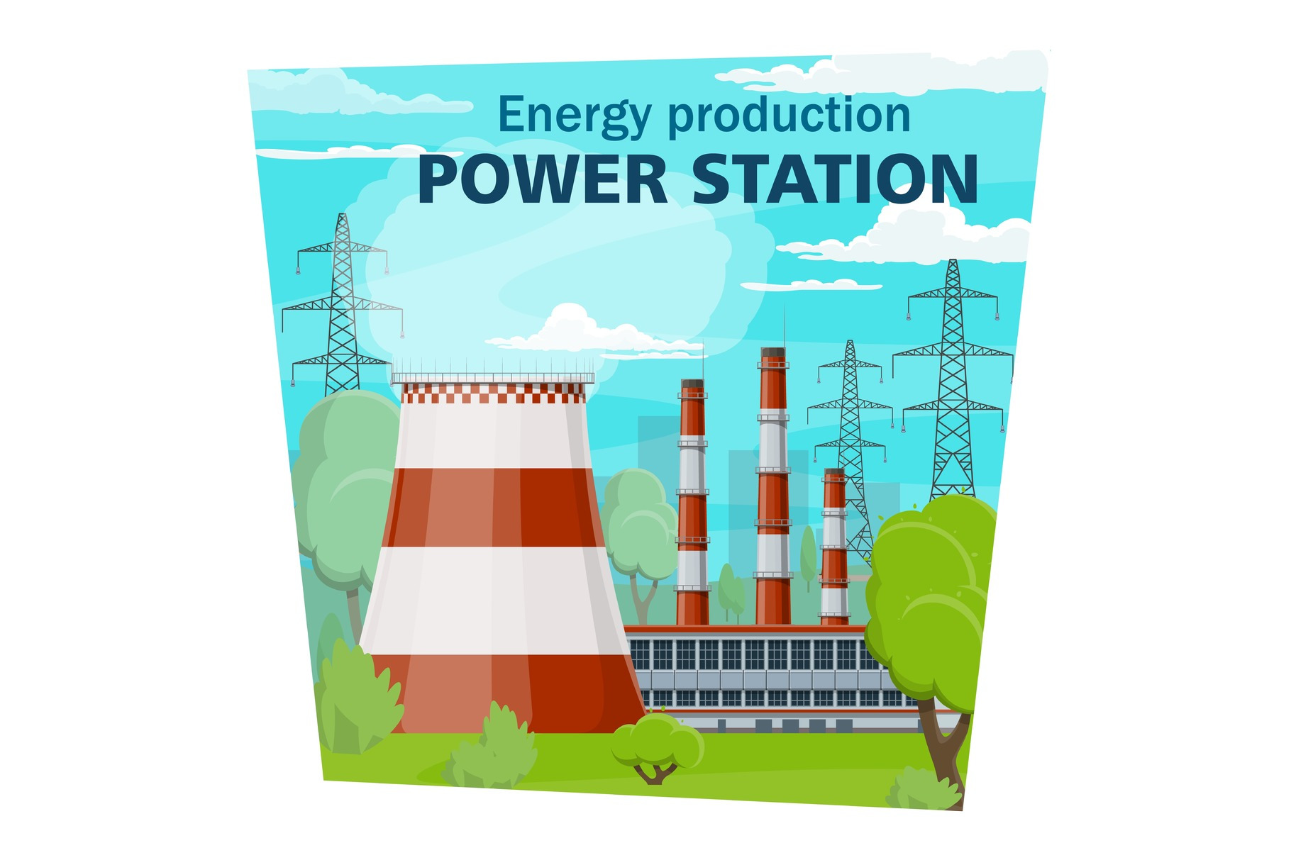 Electricity industry, power station, an Illustration by Vector Tradition