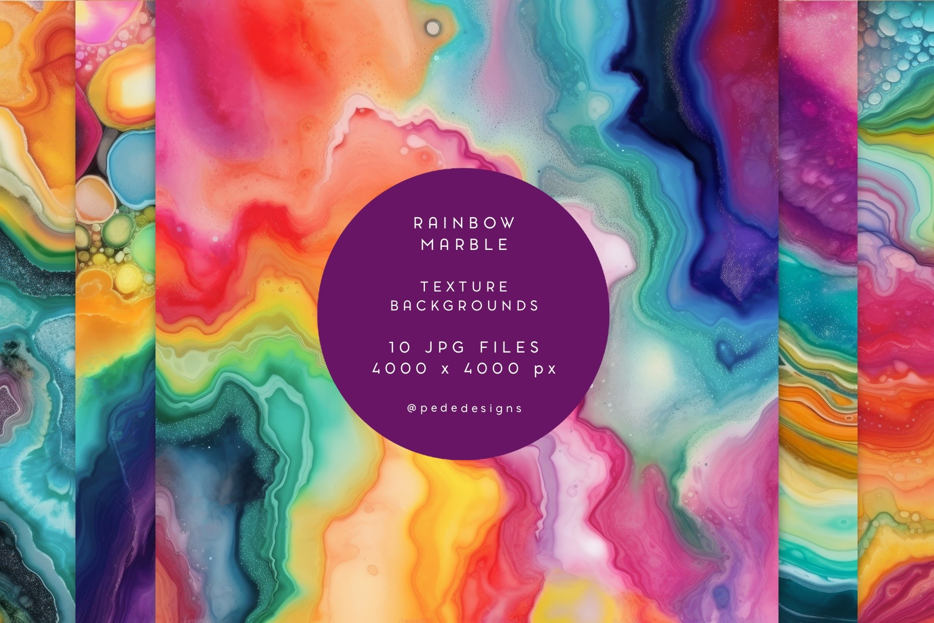 Rainbow Marble Textures, a Texture Graphic by PeDe Designs