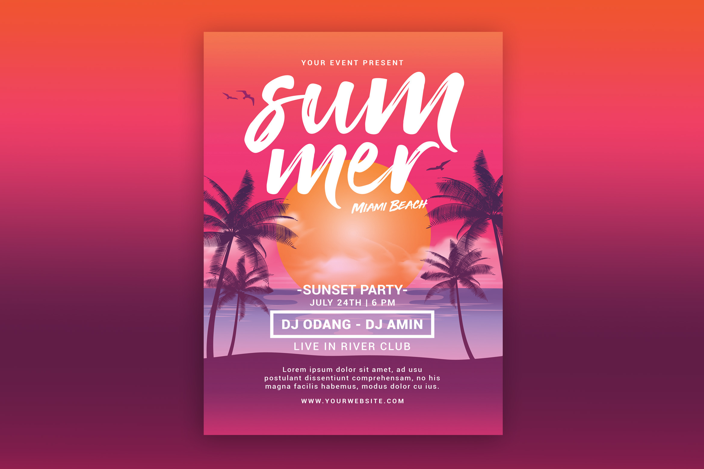 Summer Beach Sunset Flyer, a Flyer Template by Muhamad Iqbal hidayat