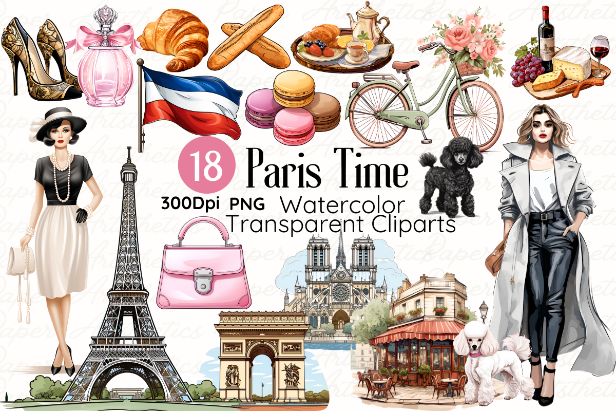 Paris Clipart Watercolor PNG, a Decorative Illustration by Paper ...