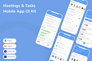 Meetings & Tasks Mobile App UI Kit, an UI Kit Template by Betush
