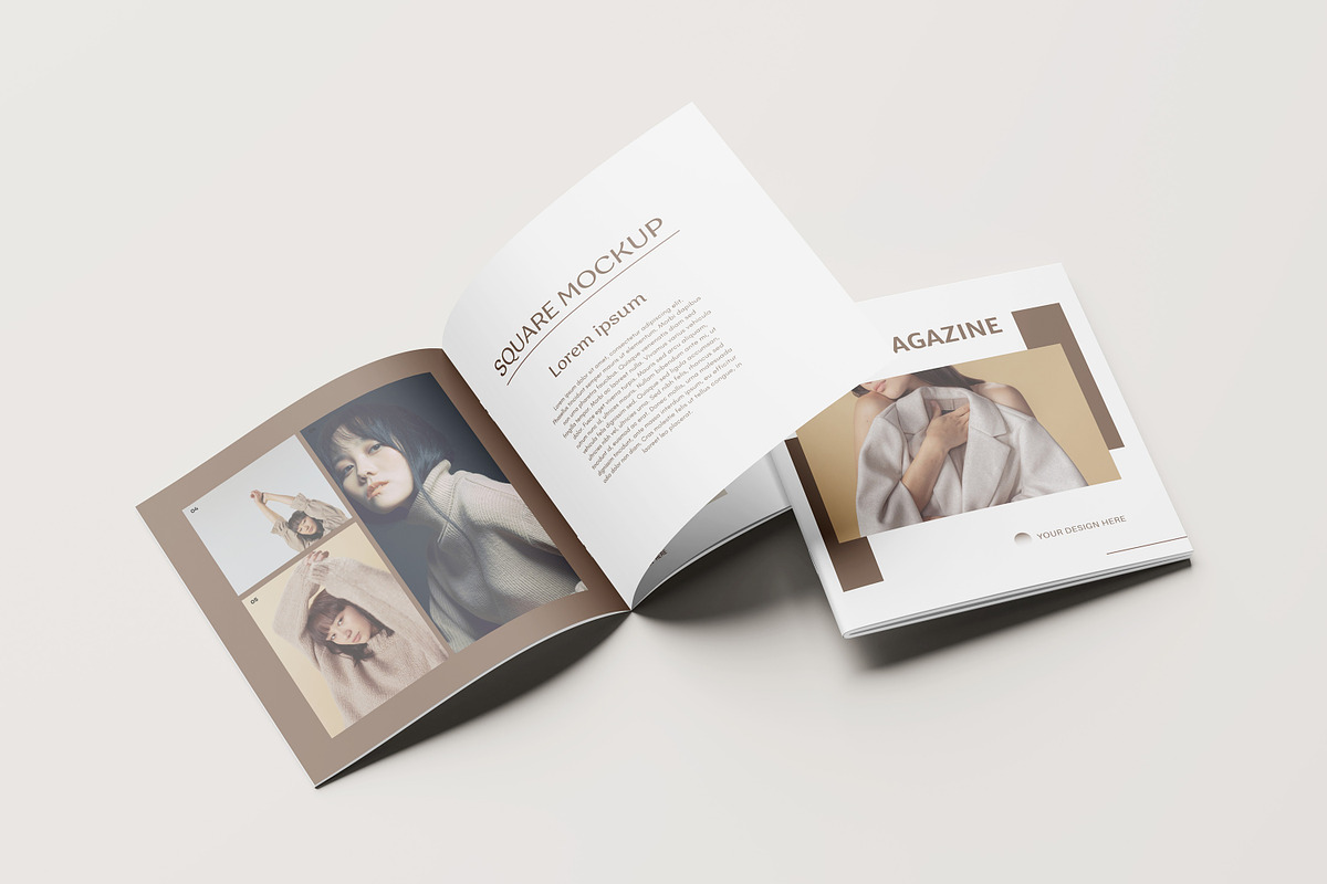 Square Brochure Catalog Mockup, a Print Template by AKMAL STUDIO