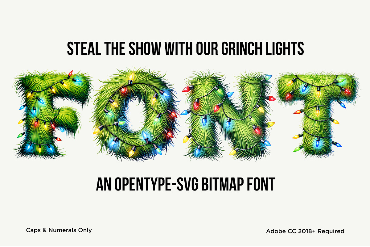 Grinch Lights 3D Font, a Font by Loudoun Design Co.