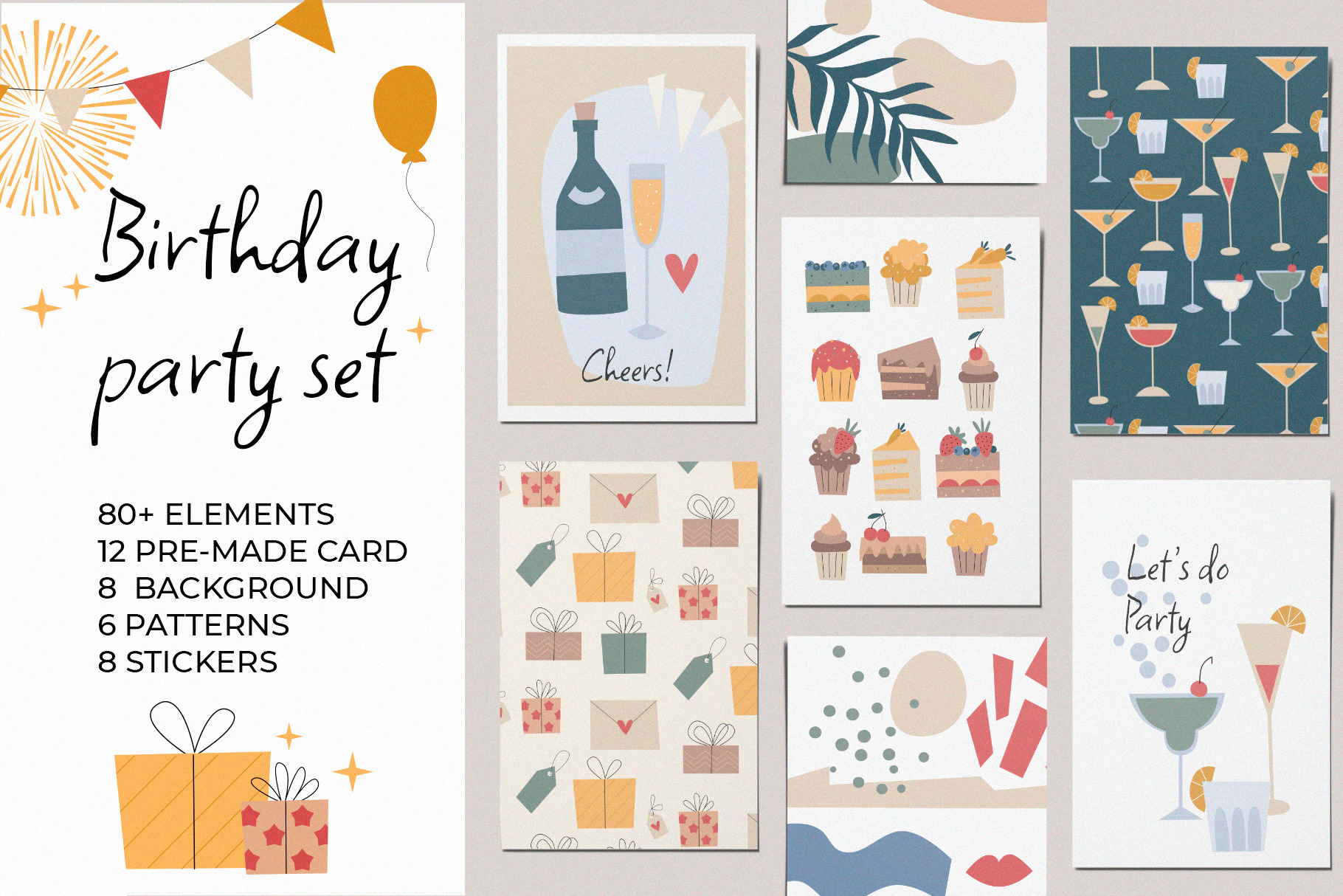 Birthday party collection clipart, a Decorative Illustration by svetlatek