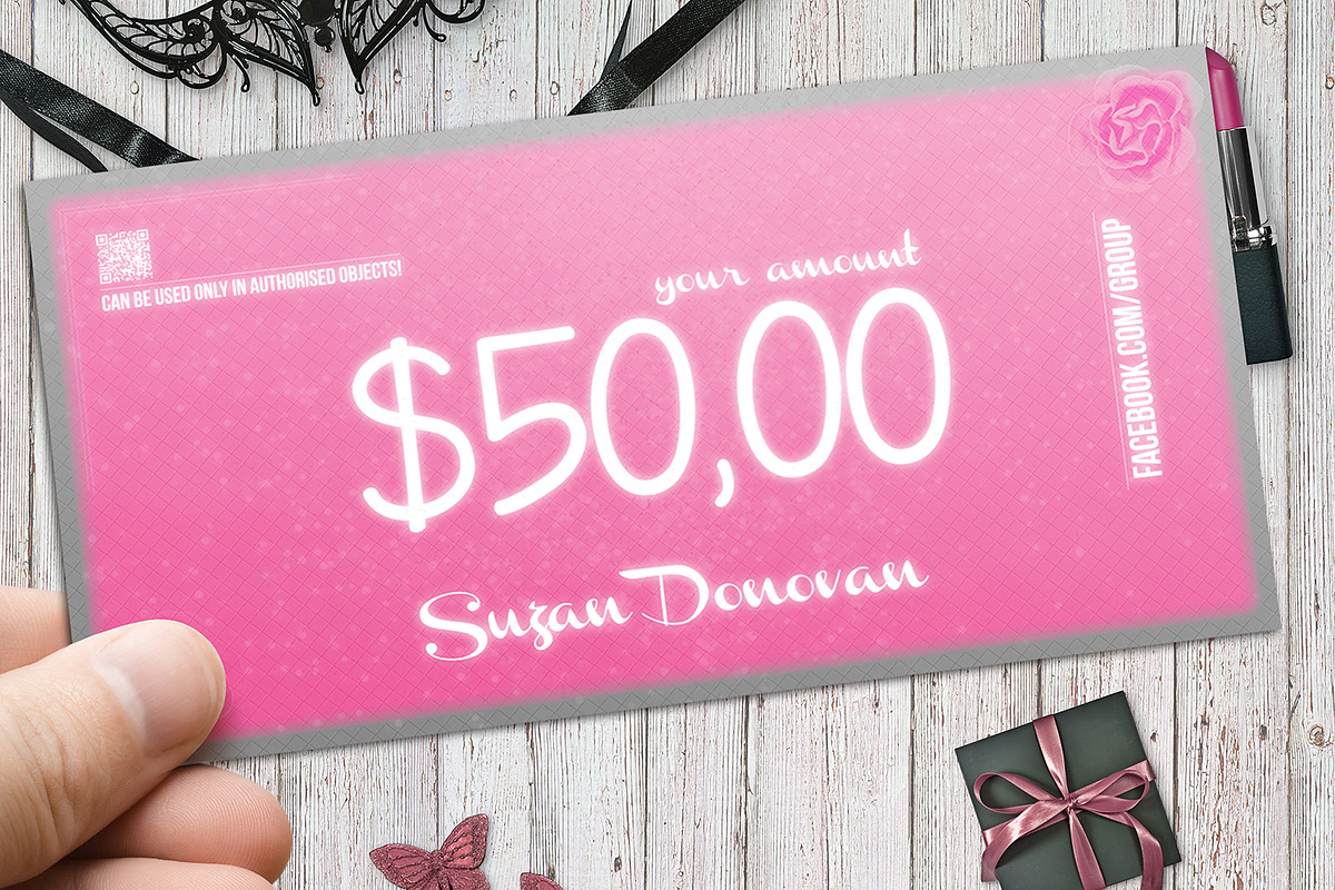 FANCY PINK gift voucher, a Card Template by Tzochko
