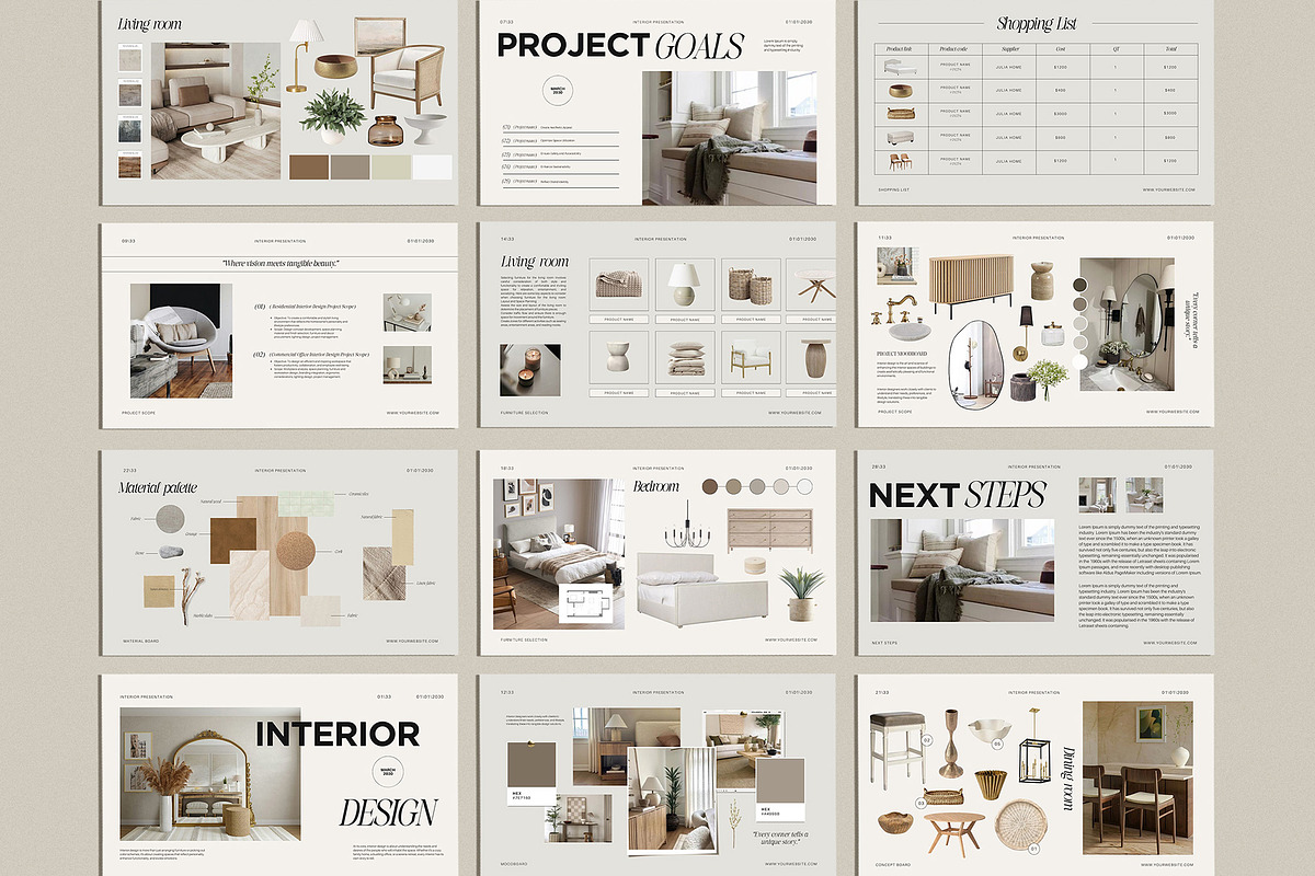 Interior Design Presentation Canva Template | Amare Creative