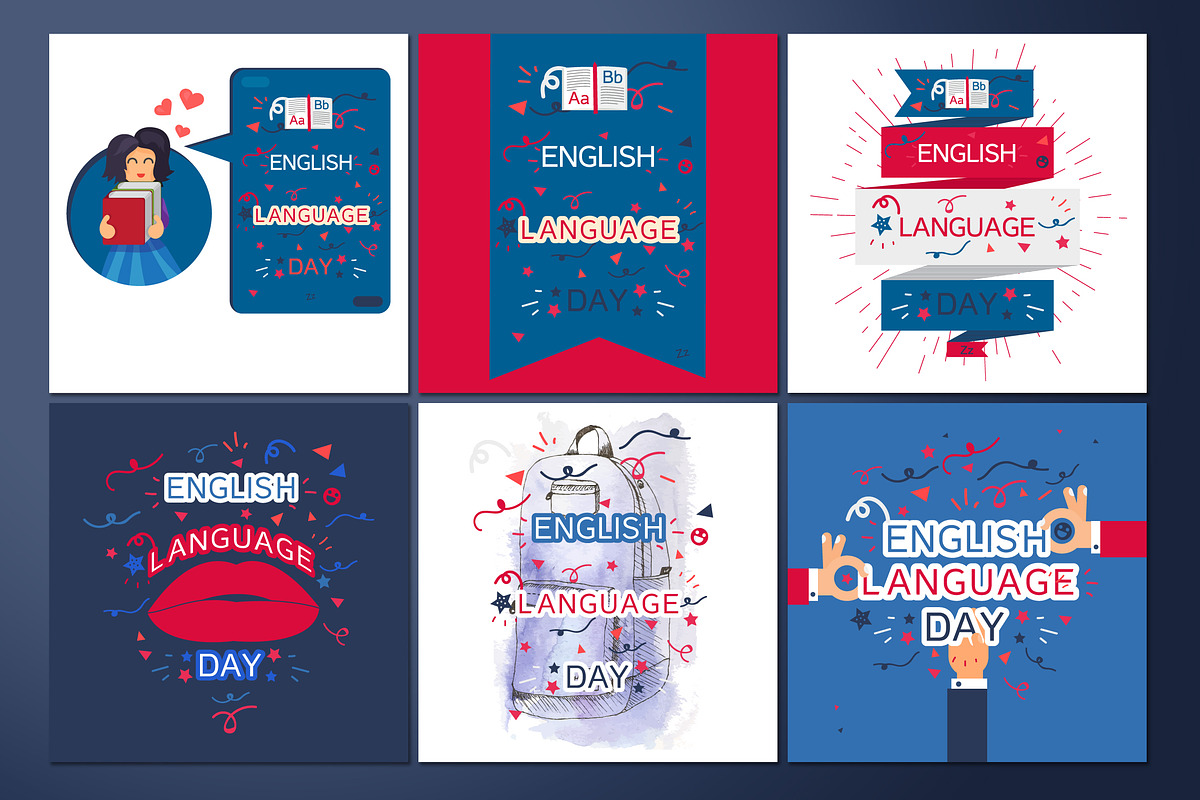 English Language Day Banners, an Education Illustration by barsrsind ...