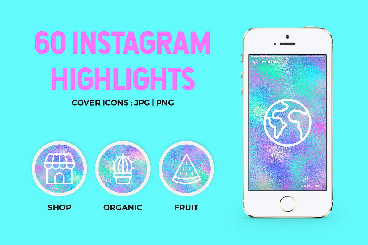 60 Holographic Instagram Covers, a Social Media Template by Abstracto ...