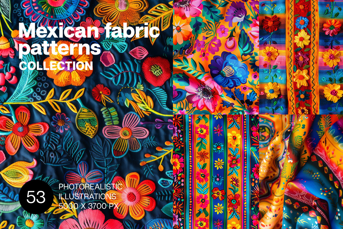 53 Mexican fabric patterns, a Beauty & Fashion Photo by Handmadefont