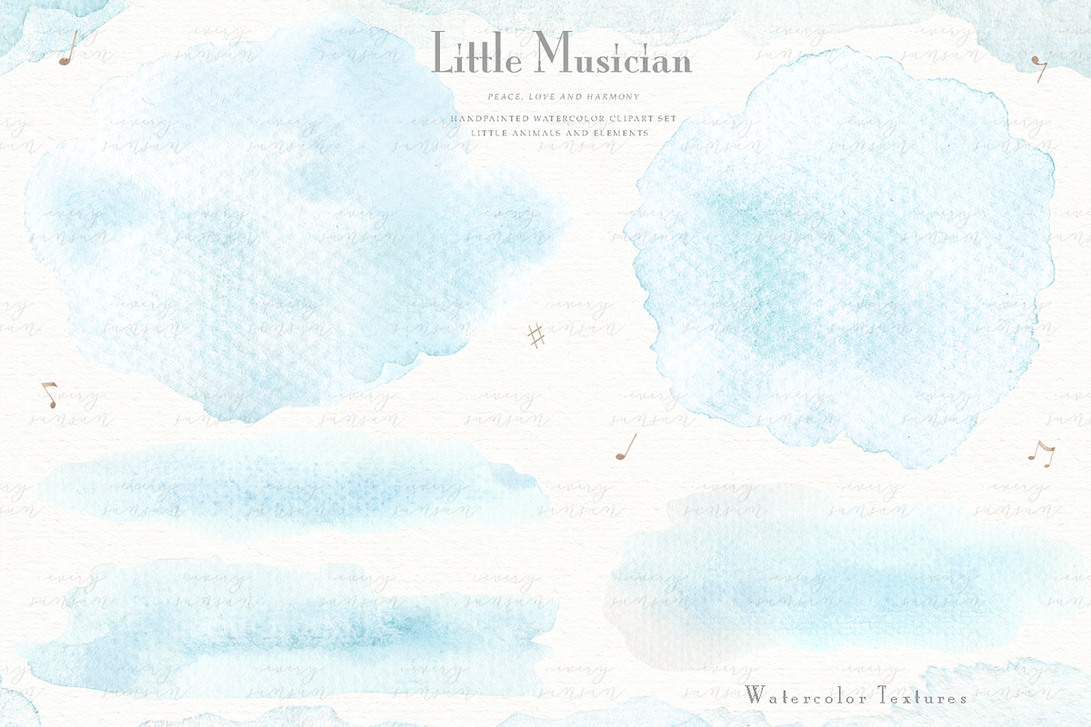 Little Musician Watercolor Clip Arts, an Animal Illustration by everysunsun