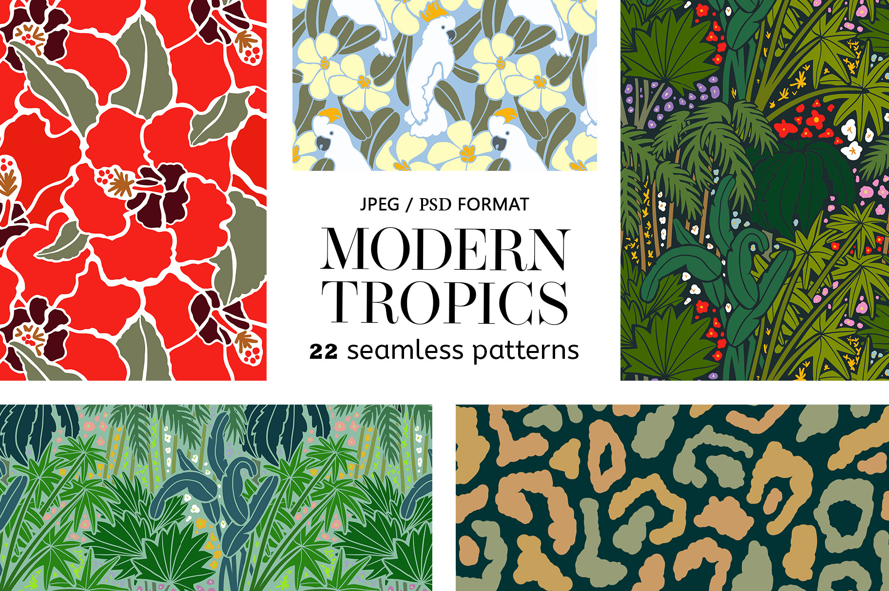 Modern tropics. Seamless Patterns, a Pattern Graphic by emeraldthue