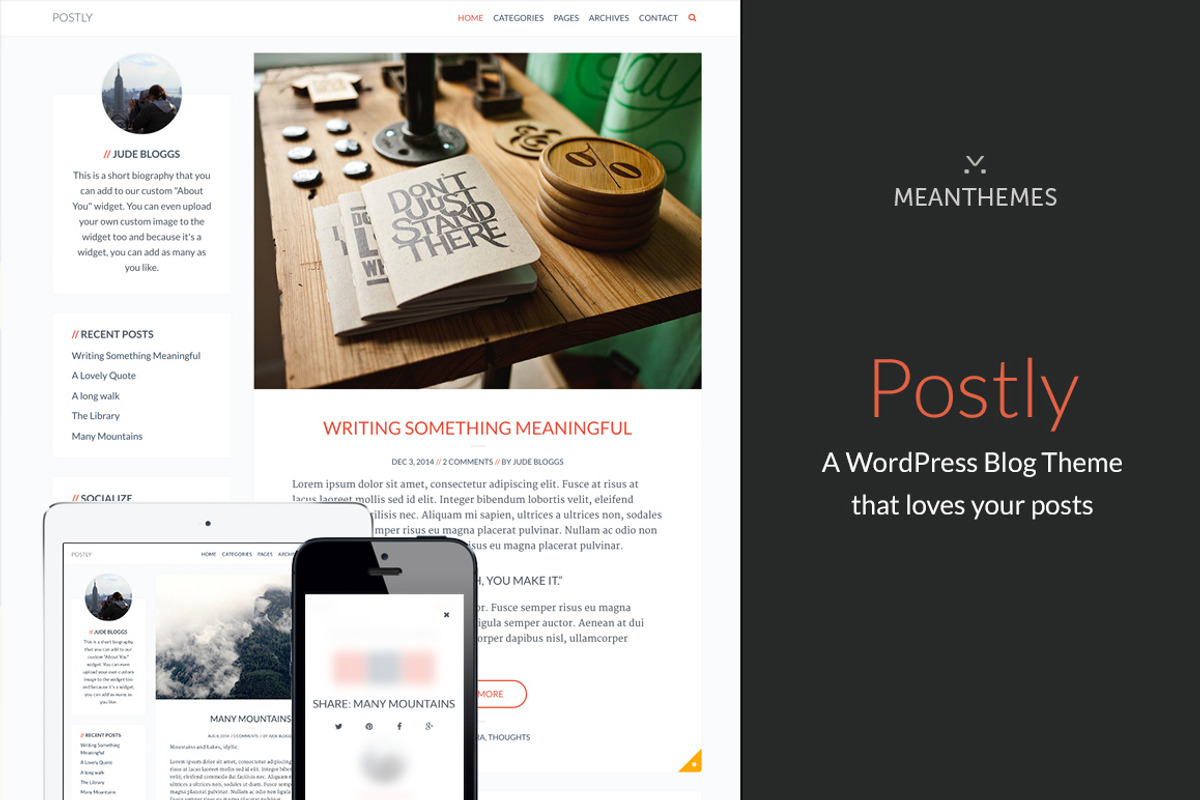 Postly A Theme that loves your posts, a WordPress Template by MeanThemes