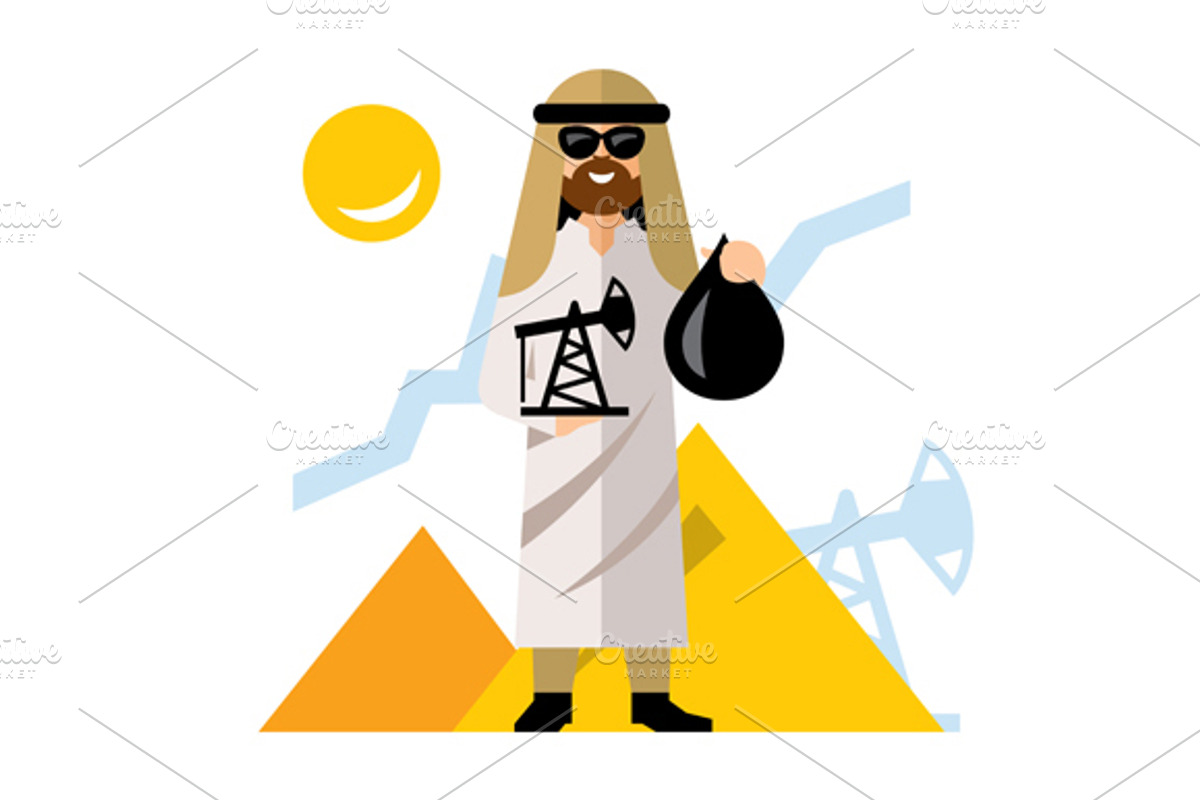 Arab Oil Industry, a Person Illustration by Steinar Logo