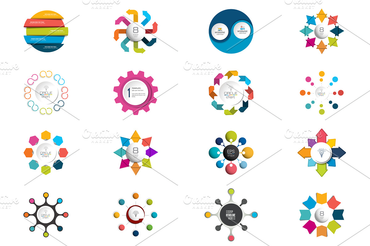 Mega set of circle infographics, a Work Illustration by VectorAN ...