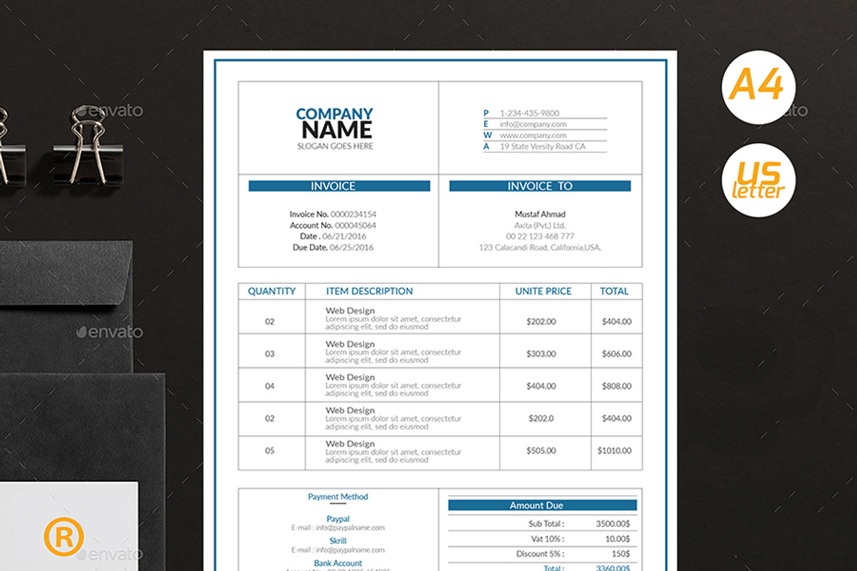 Simple Invoices, a Stationery Template by DesignGhar