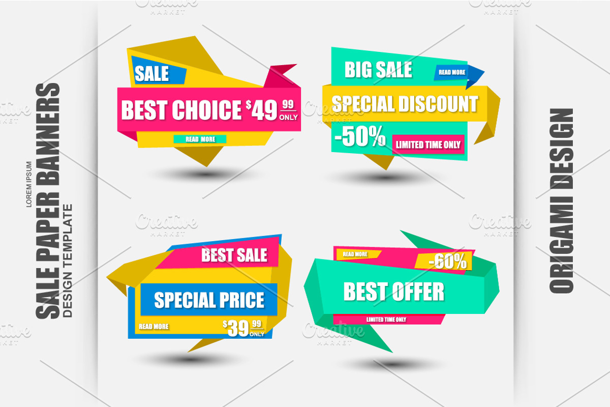 Set of Sale Paper Banners, an Object Graphic by alexdndz