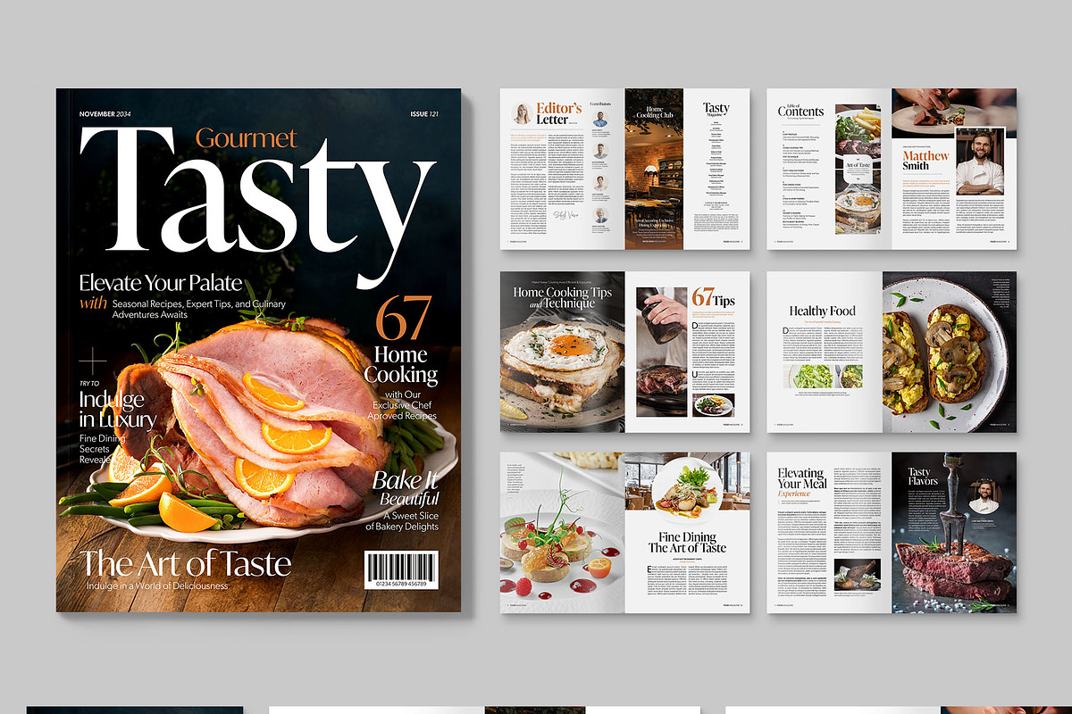 Food Cooking Magazine Template, a Magazine Template by BrandPacks