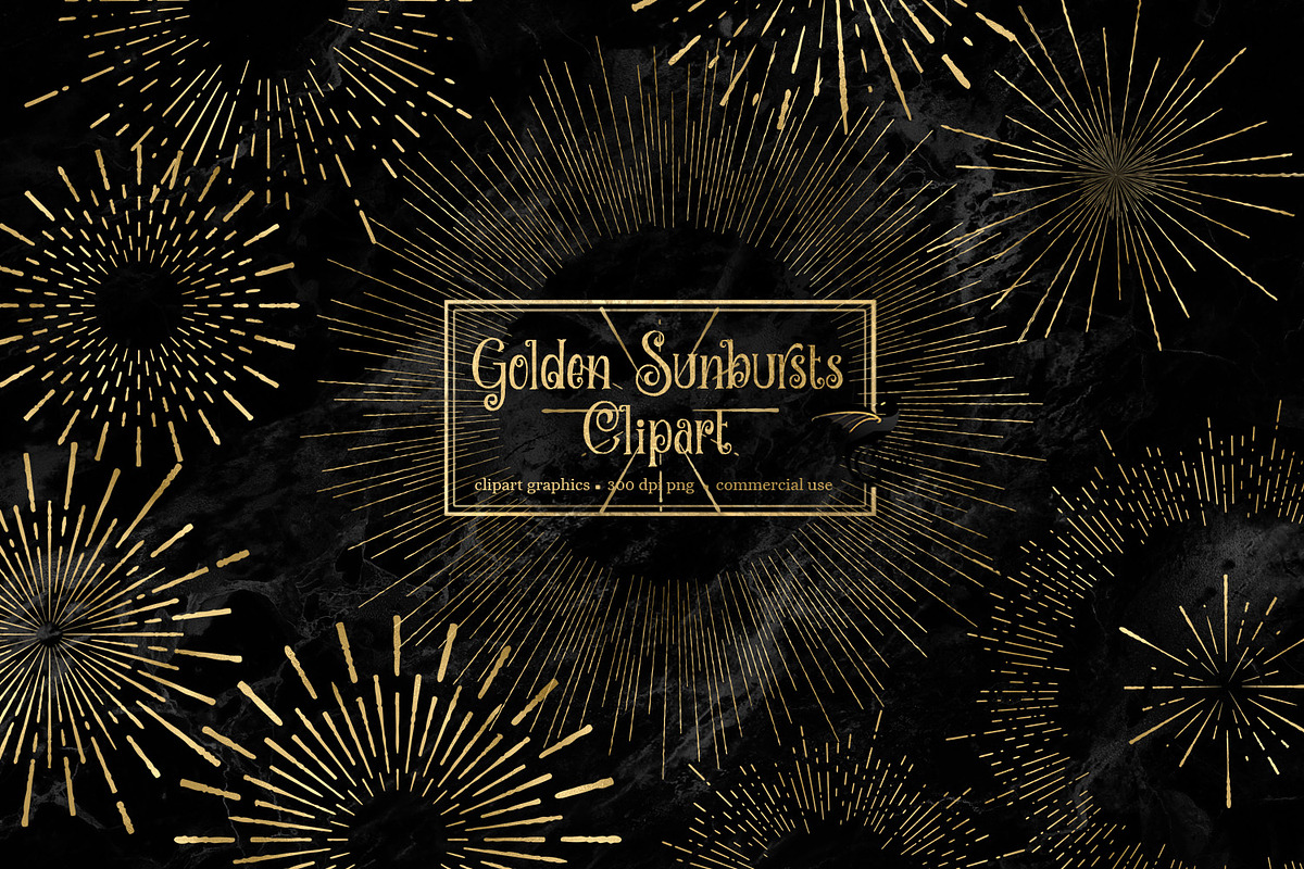 Golden Sunbursts Clipart, an Object Graphic by Digital Curio | Creative ...