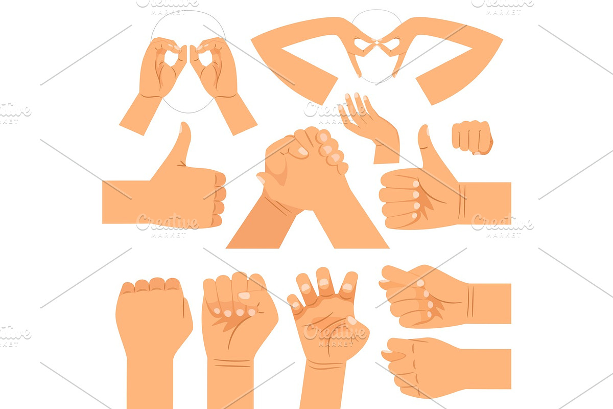 Funny hand gestures set, an Illustration by Stock-Smart-Start