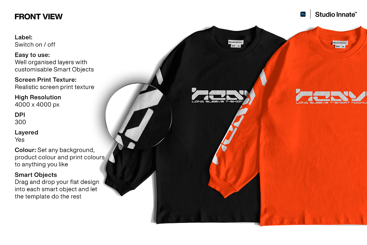Premium Long-Sleeved Mockup, a Shirt Mockup by Studio Innate