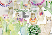 Watercolor llamas. Kit. | Animal Illustrations ~ Creative Market