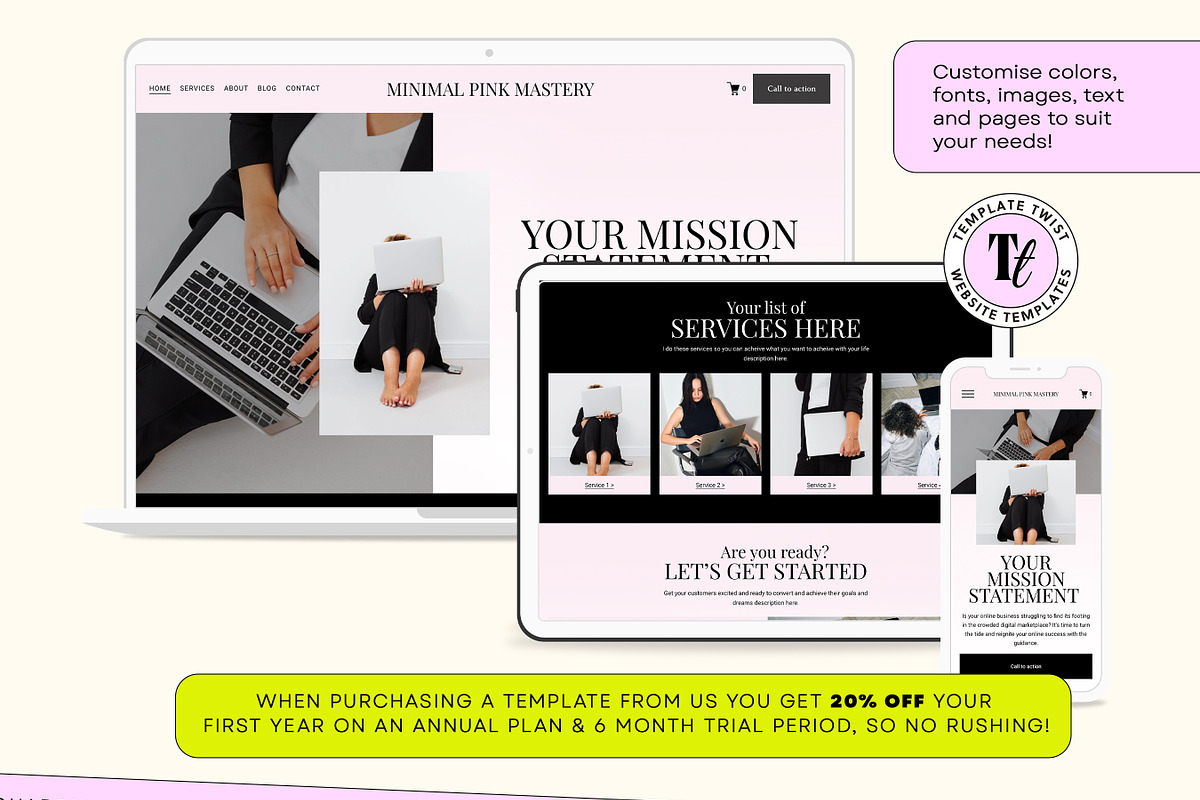 Pink Coaching Squarespace Template