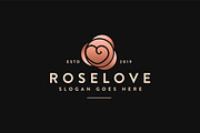 Rose flower and heart logo, a Branding & Logo Template by DOMHOUZE