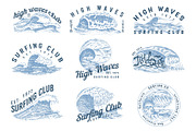 Wave labels, logos. Set of | Work Illustrations ~ Creative Market
