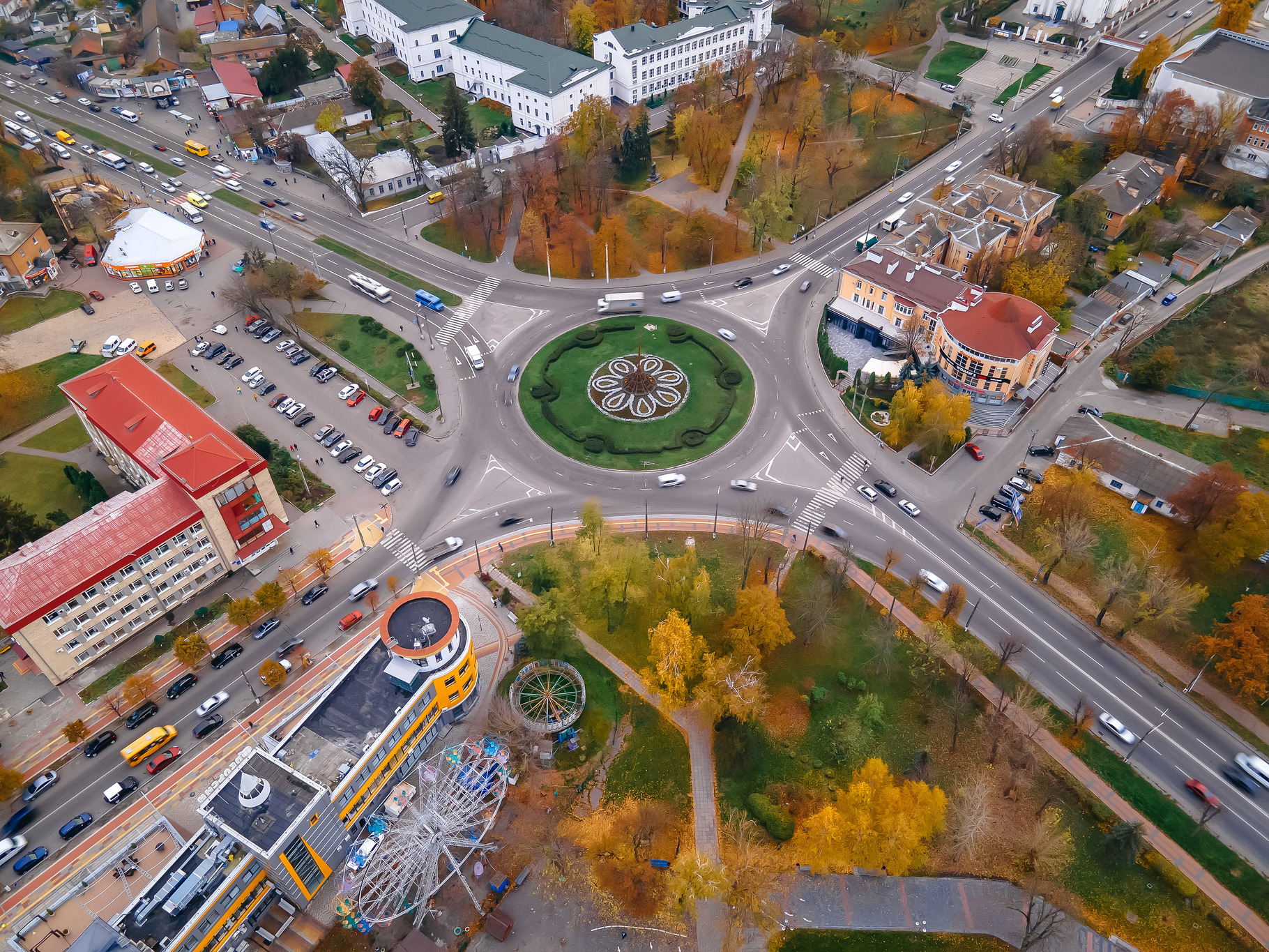 Aerial view of roundabout road with | Architecture Stock Photos ...