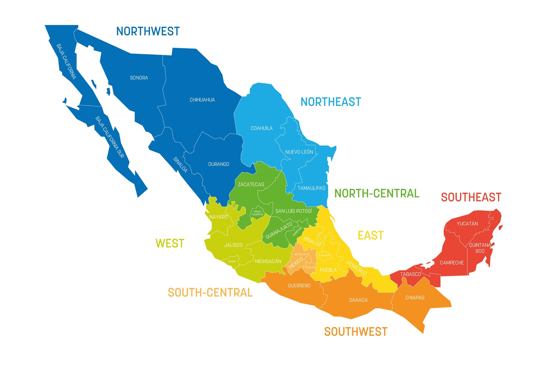 Mexico - map of states, an Illustration by pytyczech