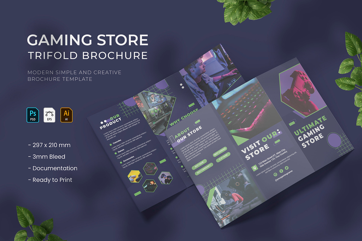Gaming Store - Trifold Brochure, a Brochure Template by VUNIRA