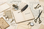 Open diary and old letters | Business Images ~ Creative Market