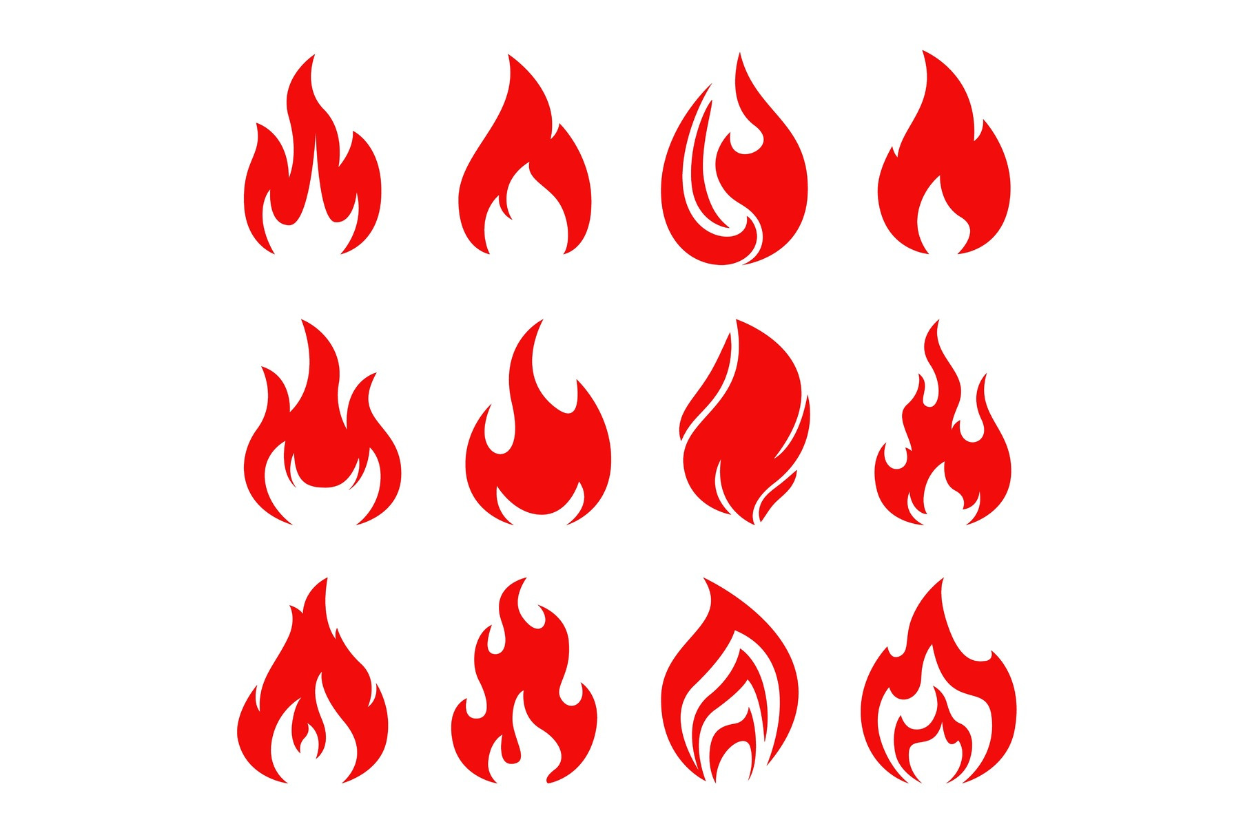 Red fire flame isolated icons, an Illustration by Vector Tradition