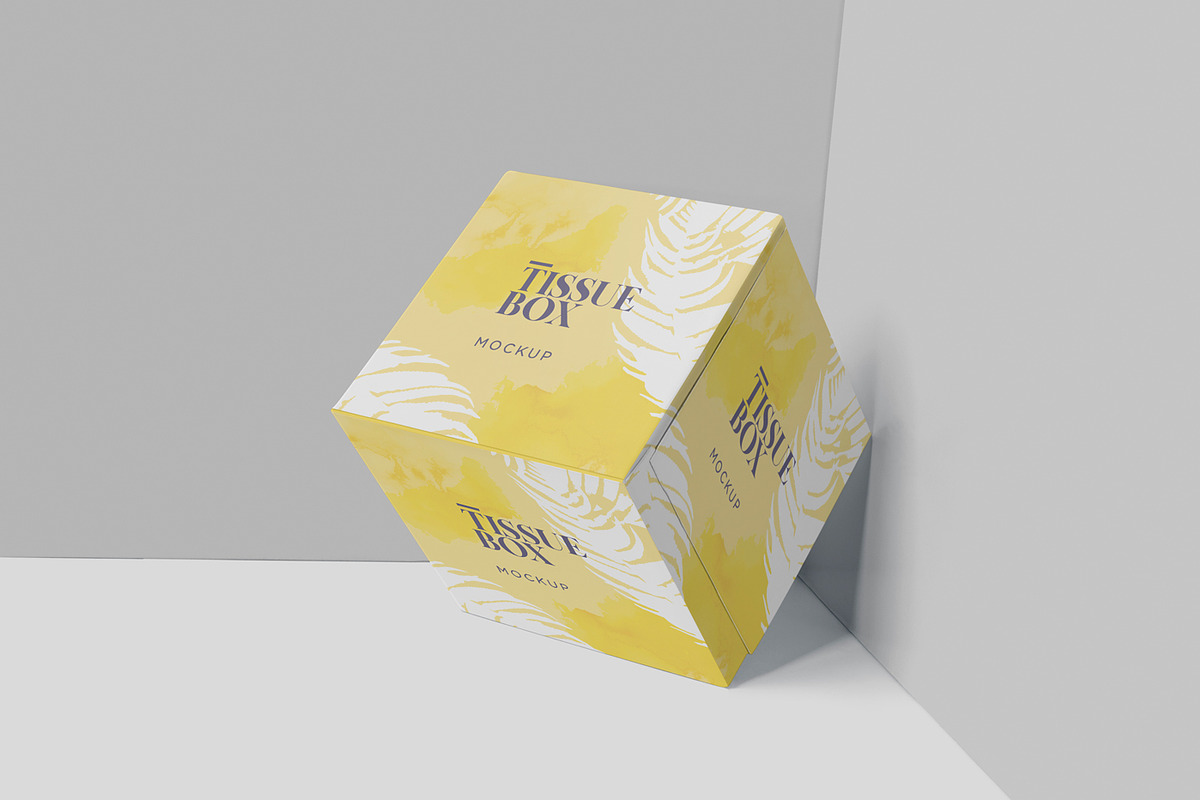 Square Tissue Box Mockups, a Packaging Mockup by GfxFoundry