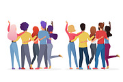 Diverse friend group back view, a Person Illustration by Lemberg Vector