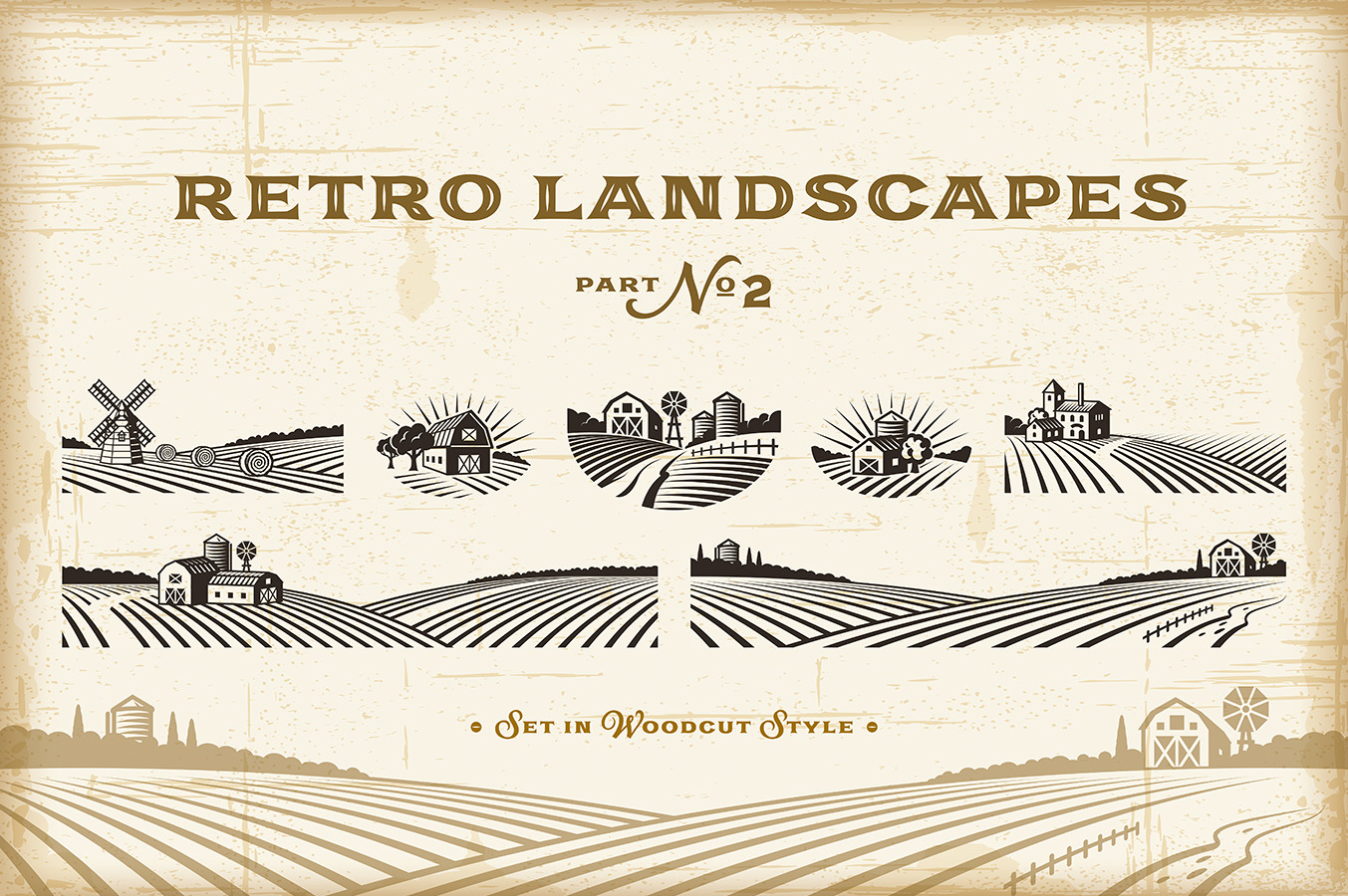 Retro Landscapes Set 2, a Texture Illustration by Retro Graphics
