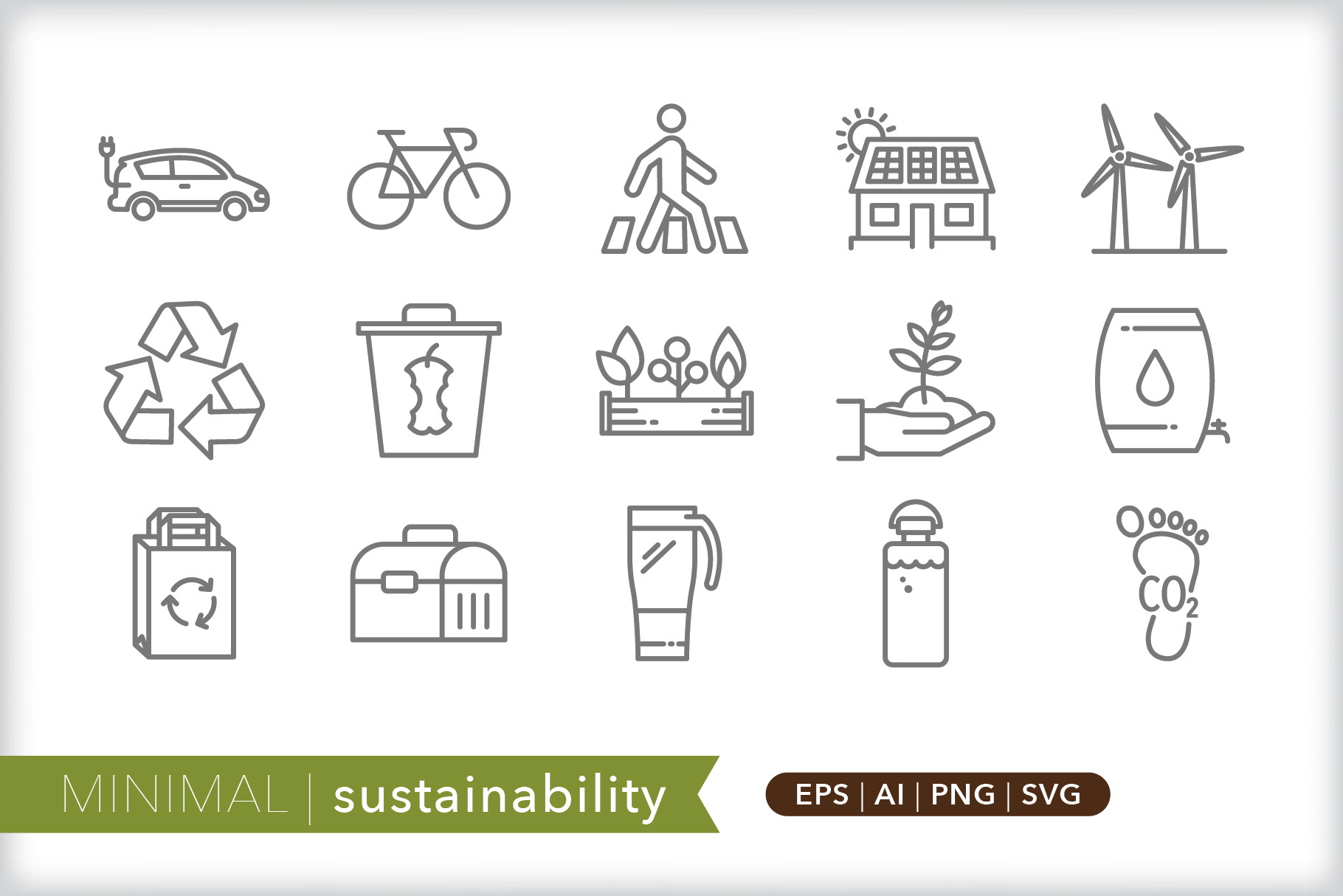 Minimal sustainability icons, an Outline Icon by Picture Window