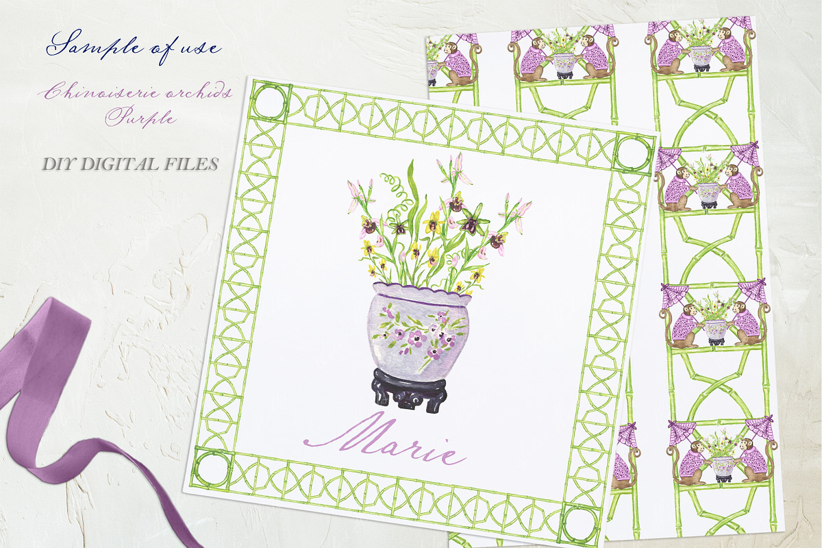 Chinoiserie Monkey Bamboo Frame DIY, a Seasonal Illustration by ...