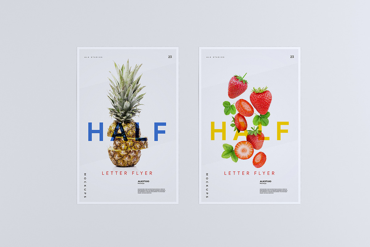 Half Letter Flyer Mockup, a Print Template by AlkStudio
