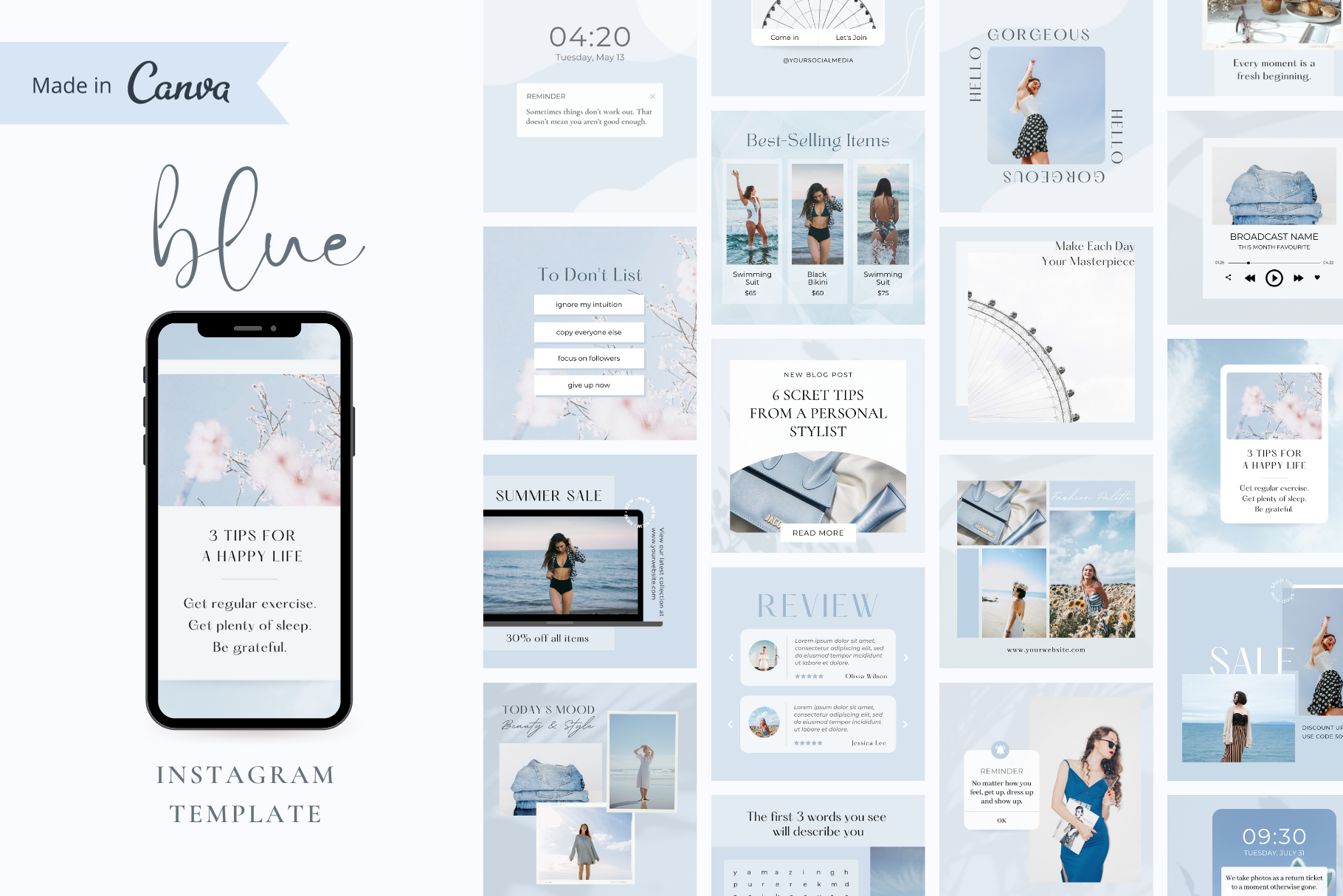 Blue Instagram Post Template, a Social Media Template by ShopRShop