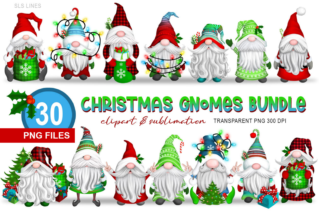 Christmas Gnomes Clipart Bundle | Creative Market