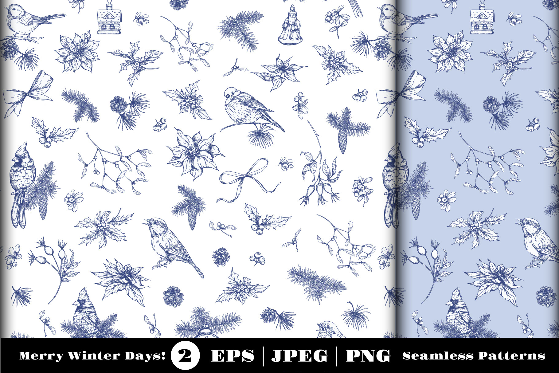 Merry Winter Days Seamless Patterns, a Pattern Graphic by Elen-Lane