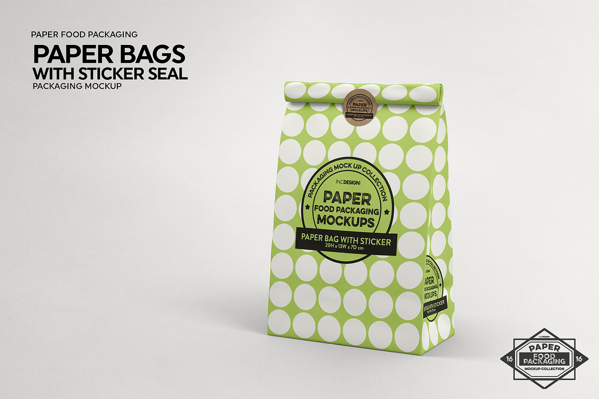 Paper Bags With Sticker Seal Mockup, a Packaging Mockup by INCDesign