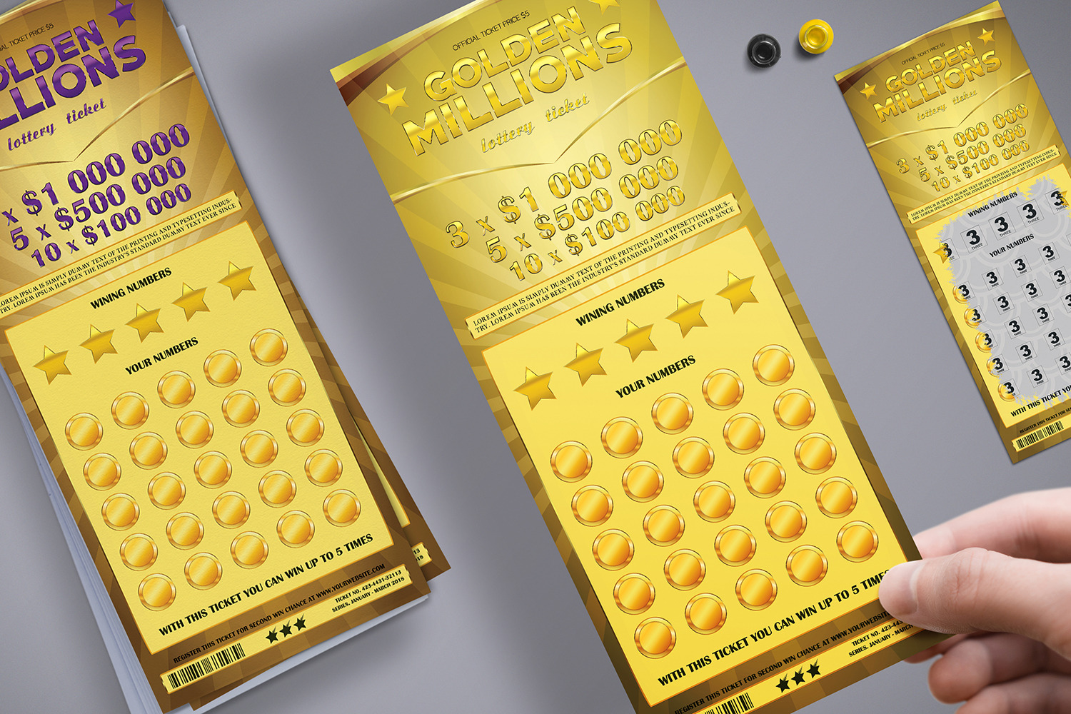 Lottery Ticket in Golden Style, a Card Template by Tzochko