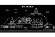 Sri Lanka silhouette skyline, vector city, sri lankan linear ...