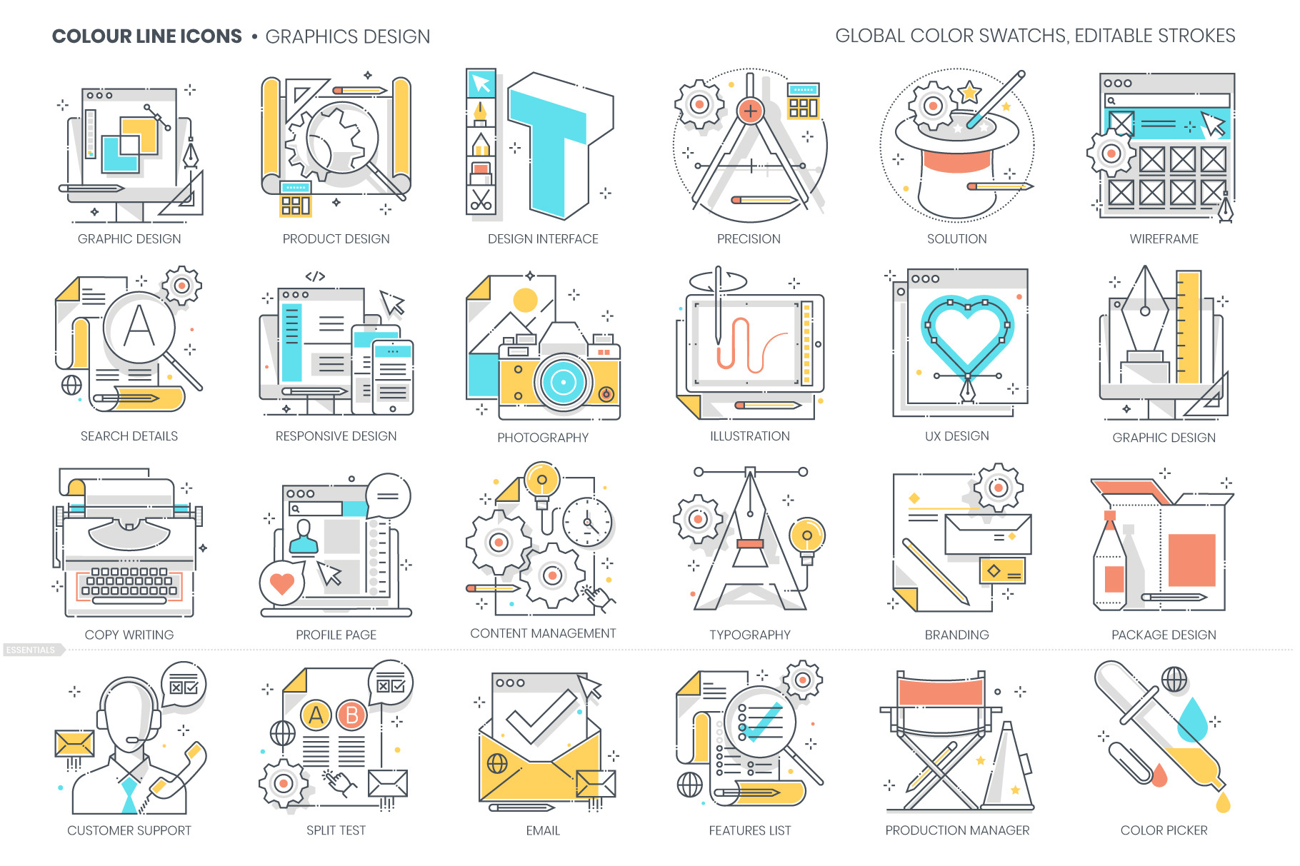 Color line, design concept icons, an Outline Icon by Howcolour